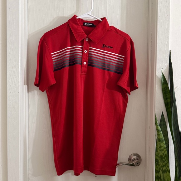 Srixon | Shirts | Syndon Mens Red Polo Shirt With Striped Design | Poshmark